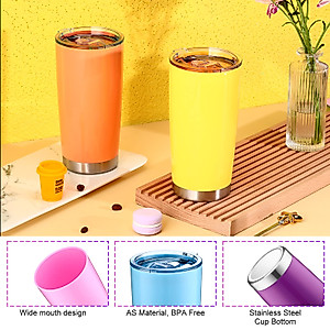 18 Pcs Colorful Plastic Tumblers with Lid, Plastic Tumblers Drinking Glasses 20 Oz, AS Material Plastic Cup Tumbler Cup Bulk for Juice, Coffee, Cold Drinks, DIY Craft Glasses, Gifts