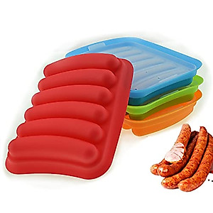 YYYFEI Hot Dog Silicone Mold,6 Cavity Hot Dog Silicone Mold,Sausage Mold for DIY Homemade Hot Dogs,Bread, Candy, Chocolate and Cake，4pcs