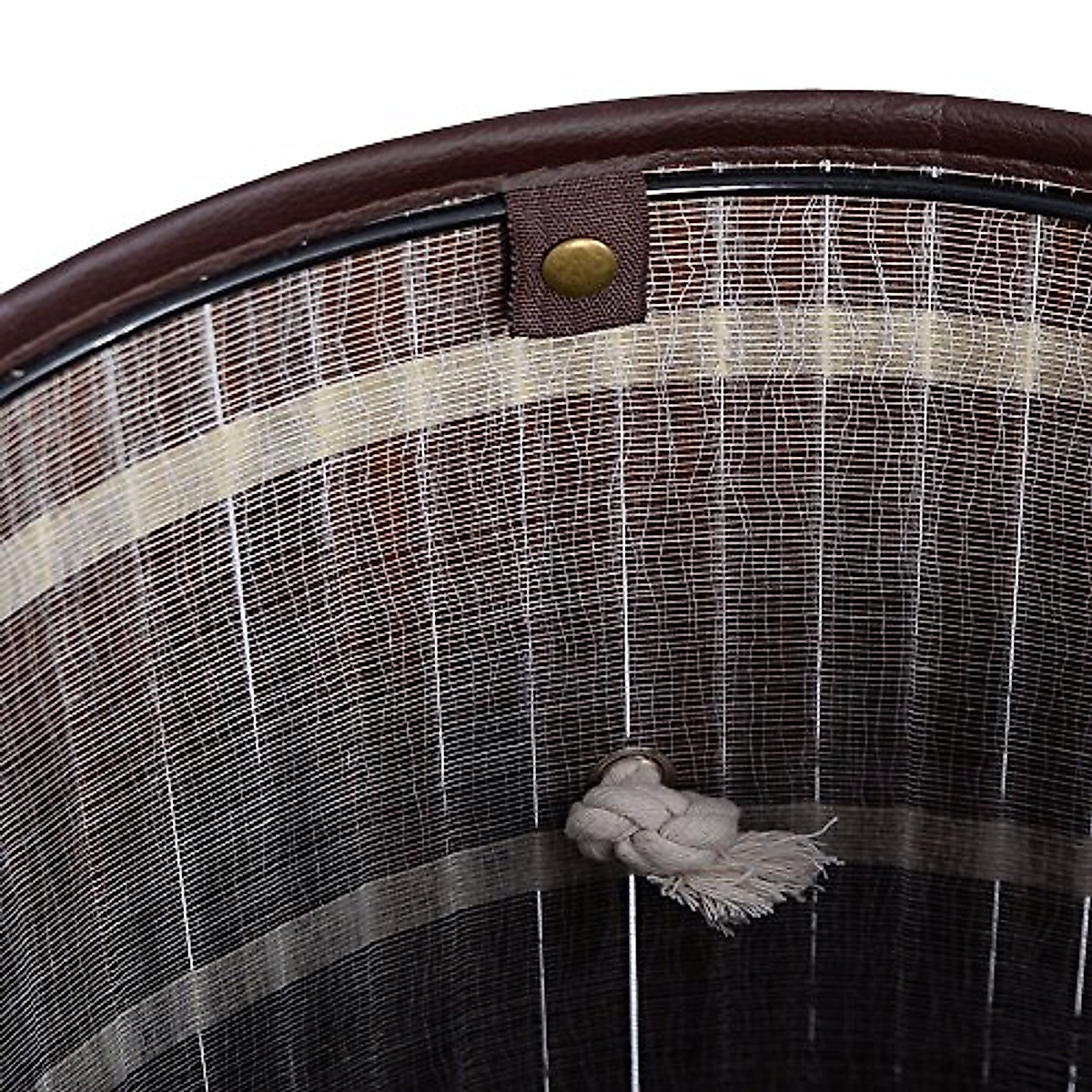 Ninitya Bucket folding dirty clothes basket with lid dark brown