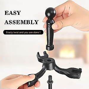 Gtongoko Fireplace Tools Set 4 Pcs 30 Inch Black Wrought Iron Large Fire Tool Set for Outdoor/Indoor Include Chimney Poker, Antique Shovel, Rustic Brush and Stand Accessories Set