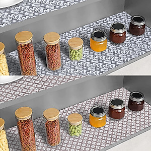 RAY STAR 18X96 Inch Shelf Liner for Kitchen Cabinets, Non-Adhesive Cabinet Liner Washable, PVC Drawer Liner for Dresser Non-Slip Bathroom (Circle+Black Floral)