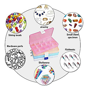 Clear Jewelry Box, 4 Pcs Plastic Adjustable Dividers Bead Earring Storage Organizer(Multi Colors)