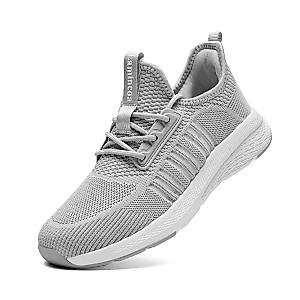 Lamincoa Womens Walking Sneakers Running Tennis Shoes Lightweight Memory Foam Casual for Gym Workout Yoga Light Grey Size 8