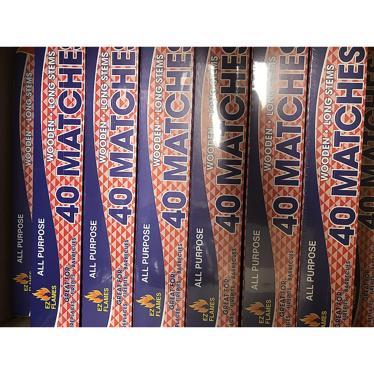 EZ FLAME 6 Boxes in LOT - Wooden Long 11" FIRE Starter Matches 40 in Box Great for Emergency BBQ Grill Barbecue Candle Camping FIREPITS Fireplace, Strike on Box