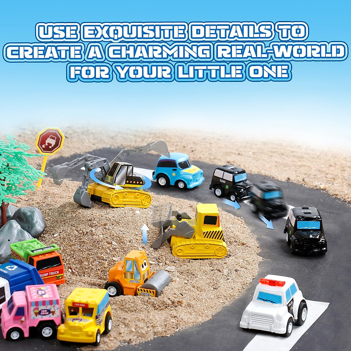 Fajiabao 18 Pcs Toddler Toys Cars for 1-3-5 Mini Pull Back Cars & Trucks Toddler Party Favors Pinata Easter Egg Fillers Goodie Bags Stuffers for Kids Bulk Prizes for 2 3 4 5 6 Boys Girls