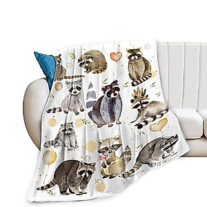Raccoon Blanket Raccoon Gifts for Girls Boys Kids Woman Raccoon Lover Throw Blankets Soft Blanket Warm Fleece Flannel Plush Blankets for Bed Sofa Couch 40"x50"