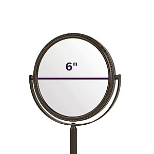 JERDON Two-Sided Tabletop Makeup Vanity Mirror - 10X-1X Magnification & Swivel Design - 6-Inch Diameter Portable Mirror - Bronze Finish - Model JP910BZP