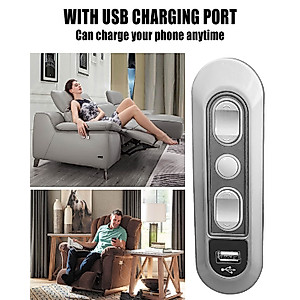 Qnbes Hand Control Handset with USB for Dual Moto Lift Chairs Power Recliners, 5 Button 5 Pin Fit for Okin Dewert Kaidi Limoss RMT and More