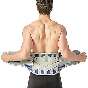 Lumbar Support Belt Back Brace Men Women Disc Herniation Orthopedic Waist Decompression Support With Removable Double Pull Strap Pads And Steel Splints (Color : Gray+3 removable pads, Size : XXL) (Gra
