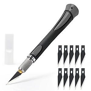 EHDIS Precision Hobby Knife Set Utility Craft Knife Kit with 10PCS Blades for Art, Working-Stencil, Scoring, Scrapbooking, Architecture Modeling, Crafting, Precision Knife-Grey
