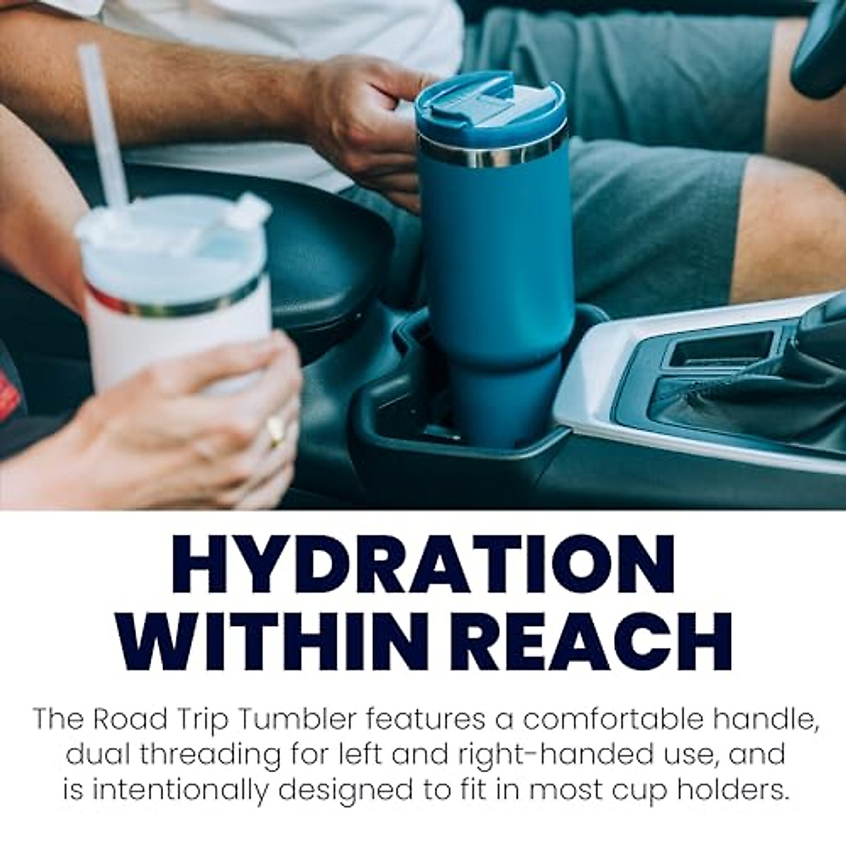 RTIC 40 oz Road Trip Tumbler Double-Walled Insulated Stainless Steel Portable Travel Coffee Mug Cup with Lid, Handle and Straw, Ceramic-Lined, Salmon