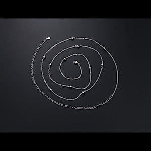 S925 Sterling Silver Waist Belt Belly Chain Adjustable Charm Body Chain Bead