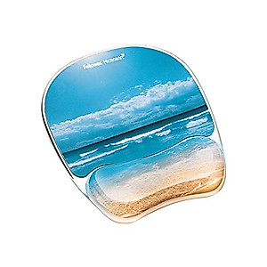 Fellowes 9179301 Gel Mouse Pad with Wrist Rest, 7-7/8 x 9-1/4, Sandy Beach Design