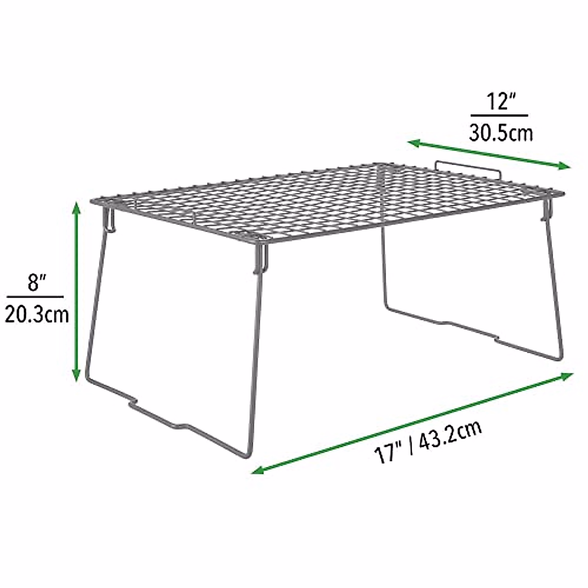 mDesign Farmhouse Metal Stackable Storage Shelf - Closet, Cabinet, Countertop 2-Tier Raised Organizer - for Bedrooms, Bathrooms, Entryways, Hallways - 17" x 12" x 8", 2 Pack - Graphite Gray