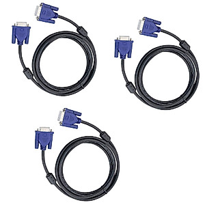 DaFuRui 3Pack VGA to VGA Cable，10Ft HD15 VGA Male to Male Cable for TV Computer VGA Monitor Cable with Blue Connector