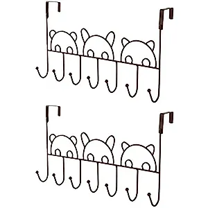SHIMAJEE Animal Hanger Rack ( Set of 2 ) Over The Door Hanger Rack, Decorative Metal Door Hanger Holder for Coats, Clothes, Hats (Black)