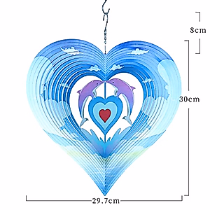 12" 3D Hanging Wind Spinners Windmills for The Yard Garden Decoration Large Metal Wind Chimes Sculptures Catchers Swivel Hooks Yard Haning Spinner Outdoor Indoor Crafts Pinwheel Lawn Art Home Decor