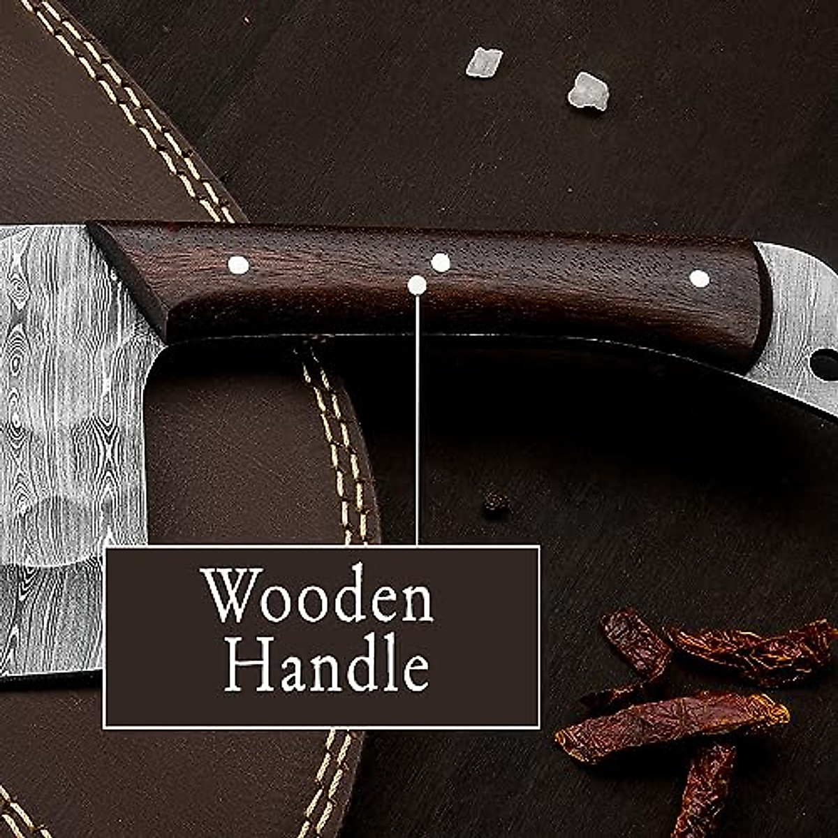 Morf Steelware Premium Damascus Serbian Cleaver Knife for BBQ Cooking - Handmade Chef Chopper Knife with Rose Wood Handle Perfect for Chefs and Cooking Enthusiasts Durable Razor-Sharp