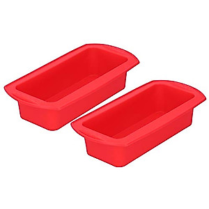 2Pcs Rectangle Cake Pan Bread,NonStick Baking,Baking Tool 2lb Cake Moulds Accessory Red,for Homemade Cake, Bread, Meatloaf and Quiche