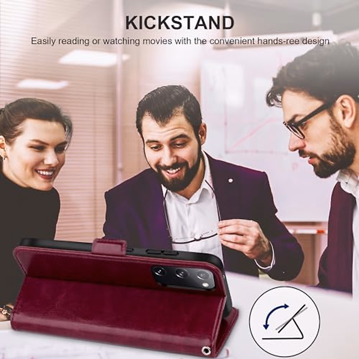 Bizzib for Samsung Galaxy S20 FE Case Leather Wallet with Card Holder[ RFID Blocking] 360 Full Shockproof Protection Magnetic Closure Phone Cover & Wrist Strap for Galaxy S20 FE 6.5in-Burgundy