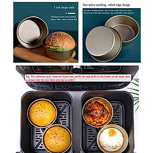XZJMY 4Pack Mini Pie Pan 4-Inch Round Cake Pans Round Carbon Steel Cake Baking Pan,Air Fryer Hamburger Moulds for Muffins Egg Puddings Bread (Gold)