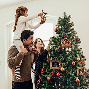 2022 Christmas Wooden Photo Keepsake Ornament Ultrasound Picture Frame Sonogram Photo Frame for Newborn Baby, Parents and Grandparents Christmas Wooden Decor