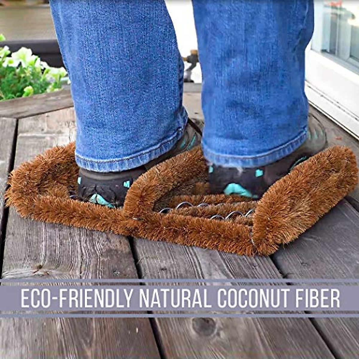 NINAMAR Natural Coir Boot Scraper Door Mat - 13 x 12 inch