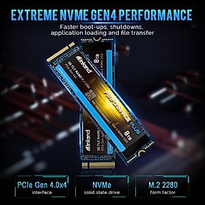 INLAND 8TB Performance Plus NVMe Internal Gaming SSD Solid State Drive - Gen4 PCIe, M.2 2280, DRAM Cache, 176-Layer TLC 3D NAND Flash, Up to 7000MB/s