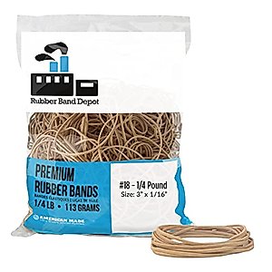 Rubber Bands, 3" x 1/16", Size #18, Approximately 450 Rubber Bands Per Bag, All Purpose Rubber Bands, Rubber Band Measurements: 3" x 1/16" - 1/4 Pound Bag