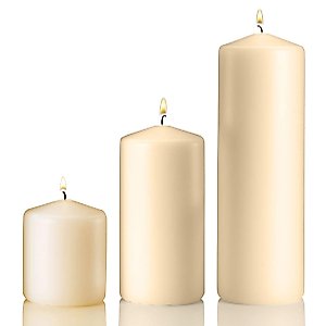 Vanilla Pillar Candle Variety Set - 3 Vanilla Unscented Pillar Candles - Set Includes 3", 6" and 9" Candle