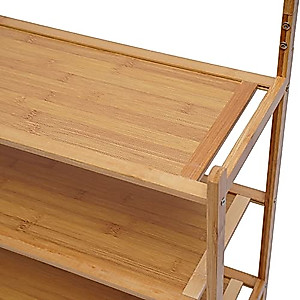 Gdrasuya10 Entryway Coat Rack Shoe Storage Shelf, 5-Tier Freestanding Hall Tree Shoe Rack with 10 Hooks for Entrance Foyer Mudroom Holds 15 Pairs of Shoes