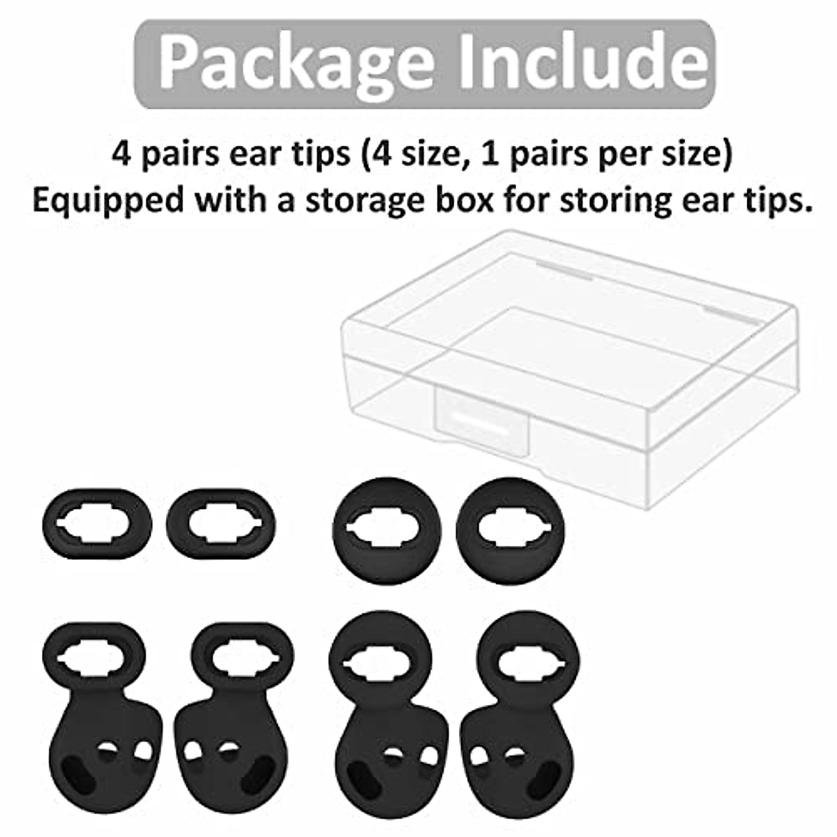 4 Pairs Galaxy Buds Live Ear Tips Ear Hooks Kit Set, Small/Large 2 Size Silicone Anti-Slip Fit in Case Rubber Ear Buds Wings Eartips Compatible with Samsung Galaxy Buds Live - Mystic Black