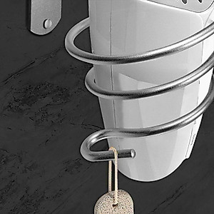 Hair Dryer Holder,Wall Mounted Spiral Hair Dryer Shelf,Bathroom Stainless Steel Hair Dryer Bracket,Self-Adhesive Hair Dryer Storage Rack (Silver)