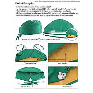 GUOER Women's and Men's Scrub Cap Scrub Hat One Size Multiple Color (Green01P)