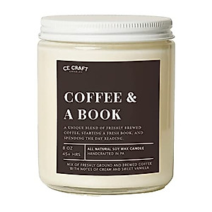 CE Craft Coffee & A Book Scented Candle - Gift for Her, Library Book Candle, Book Lover Gift, Reading Candle, Bookstore Book Lover Reader Bookish Scents for Bibliophiles