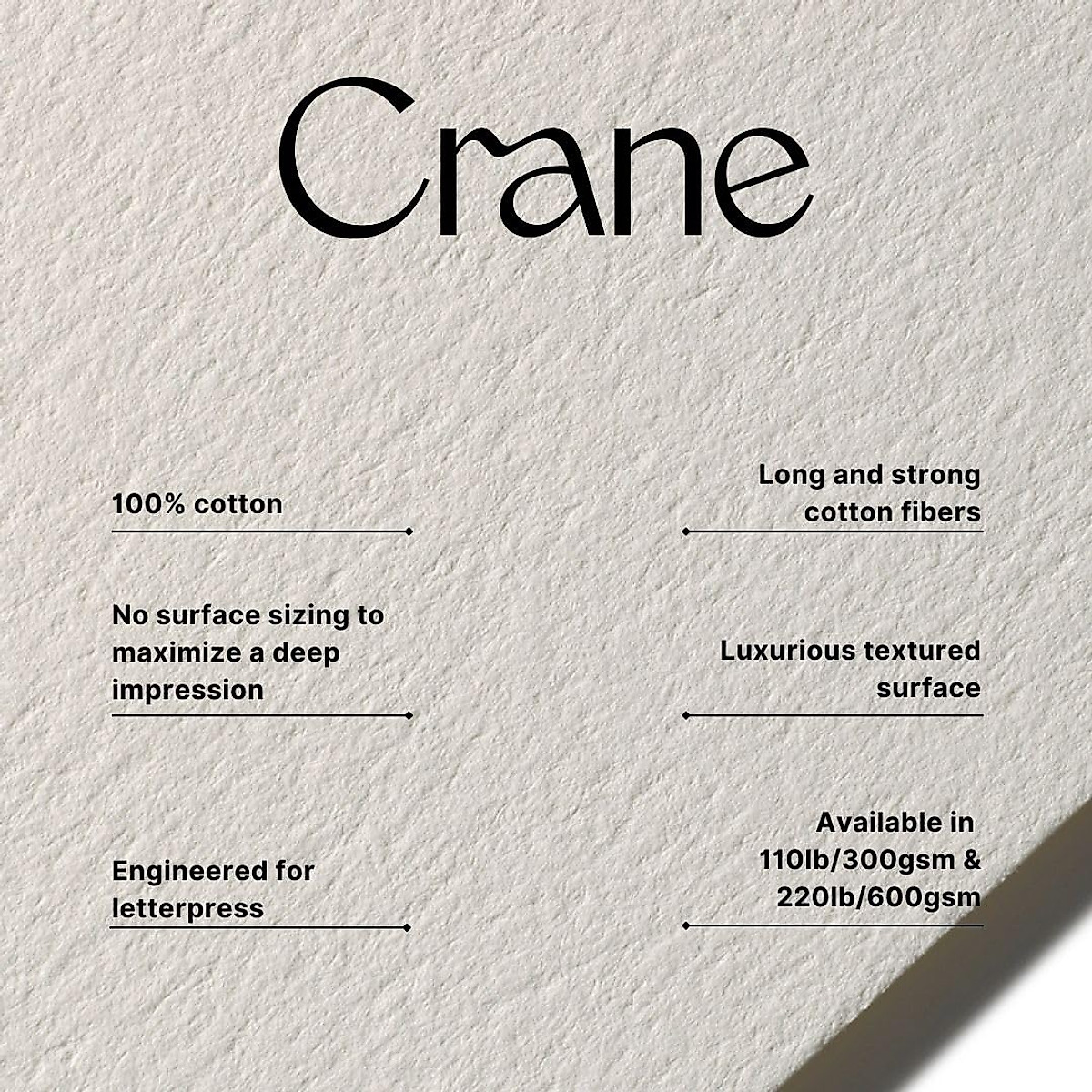 Crane's Lettra 100% Cotton Paper 300gsm/110lb, 200 Qty, 5.5x8.5 (A9), Pearl White