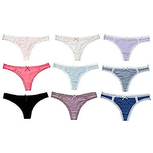 Alyce Intimates Womens Lace Trim Thong Panty, Pack of 10