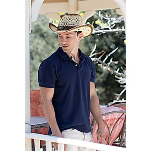 Livingston Cowboy Hat Men & Women's Woven Straw Cowgirl Hat w/Hat Band Straw, Bead Beige