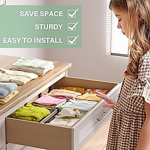 FUNIZE Adjustable Drawer Dividers, 4'' High Expandable Drawer Organizers for Clothes, 3 Pack 12.6-22.8'' Drawer Separators for Kitchen/Bedroom/Office/Bathroom Organization and Storage-Clear