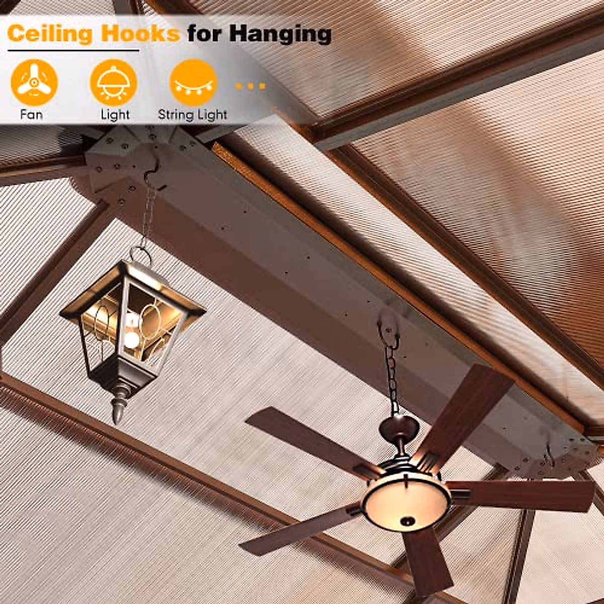 MELLCOM 12 x 16ft Polycarbonate Hardtop Gazebo, Double Roof Aluminum Gazebo, Outdoor Waterproof Gazebo with Netting and Curtains for Patios, Garden, Deck, Lawns