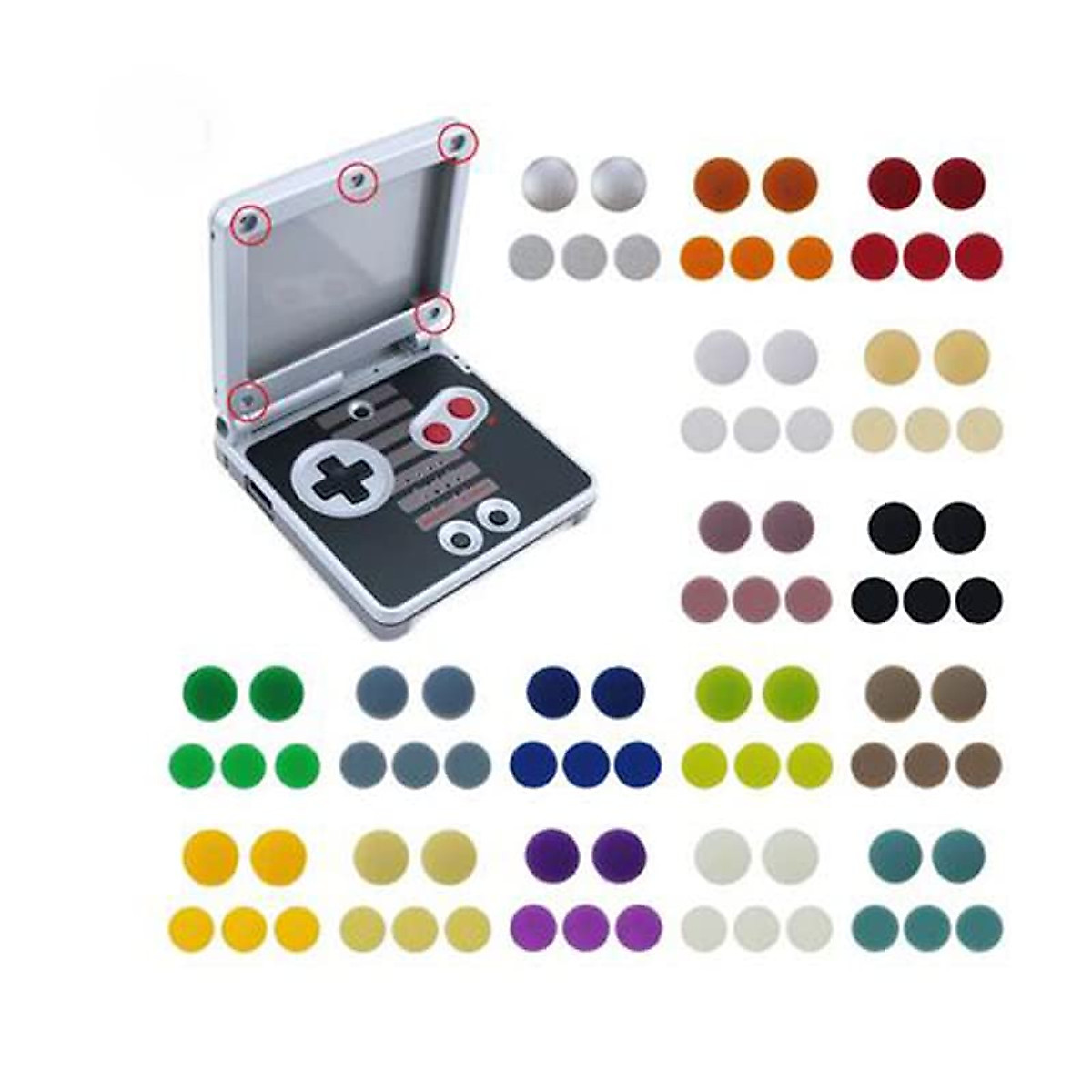 1 Set Screw Dust Plug Cover Rubber Plug For Gameboy Advance SP Housing Shell Case Replacement (Black)