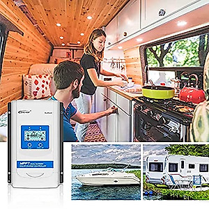 EPEVER 20A MPPT Dual Battery Solar Charge Controller 12V/24V Auto Max. PV 100V DuoRacer 20 Amp Controller for RV Camper Caravan Boat Trailer fit for Sealed, Gel, Flooded, Lithium Battery