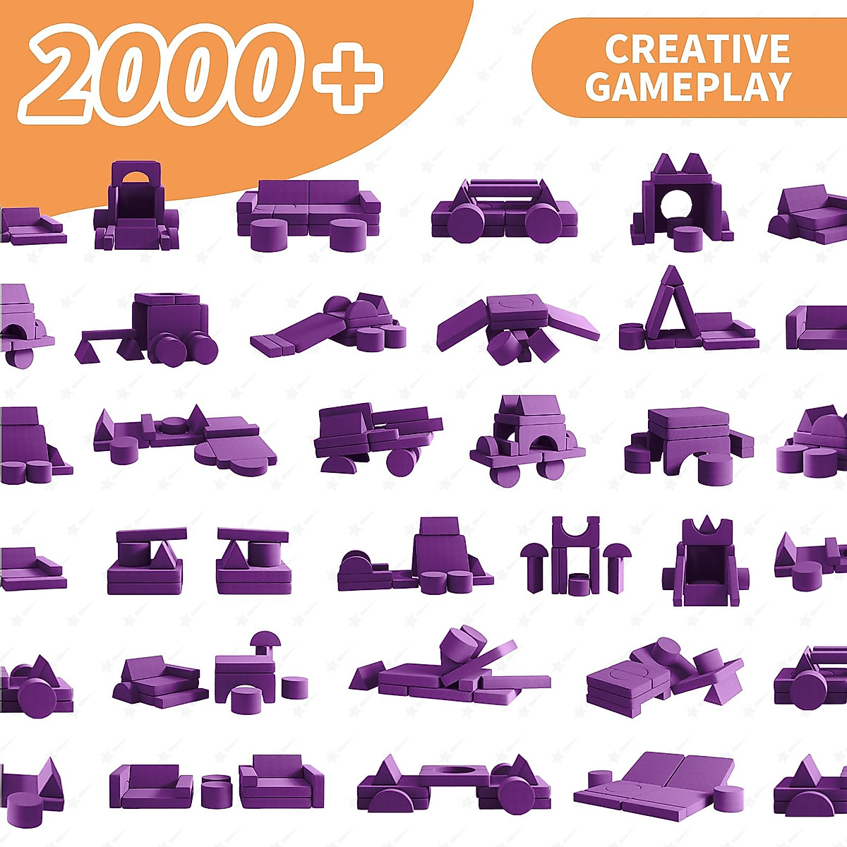 DEYGIA Modular Kids Play Couch 13PCS, Modular Couch Kids, Kids Couch for Playroom, Modular Kids Couch for Boys and Girls, Kids Play Couch for Kids (Purple, M)