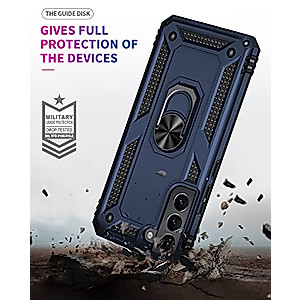 SKTGSLAMY for Samsung Galaxy S22 Case,Galaxy S22 Case,with Screen Protector,[Military Grade] 16ft. Drop Tested Cover with Magnetic Kickstand Car Mount Protective Case for Samsung S22 5G (Blue)