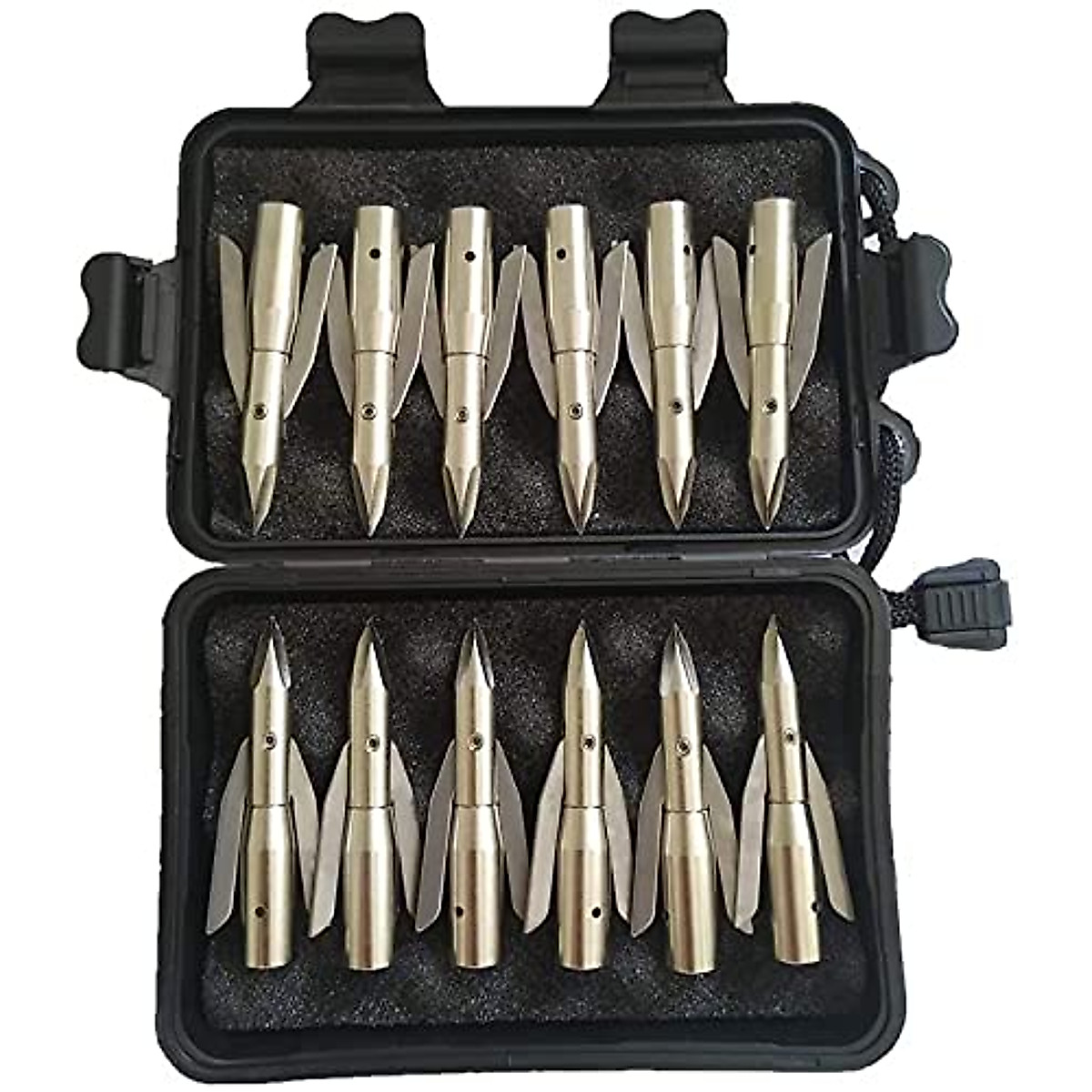 UUPA Archery Hunting Fish Broadheads 12Pcs 288 Grain Bow Fishing Arrowheads Stainless Steel Tip Point 2 Expandable Blade Arrowheads with Plastic Box Arrow Tips