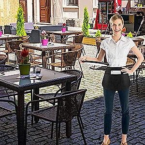 12 Pack - Black Server Waist Aprons, Waitress Half Apron