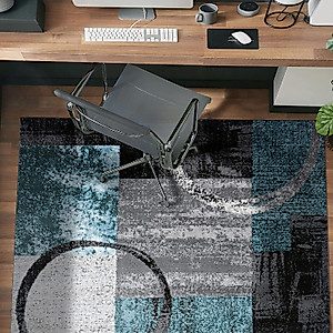 Rugshop Contemporary Abstract Circle Design Soft Area Rug - 3'3" x 5' Gray