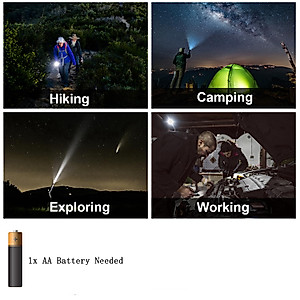 HinsGEAR Mini Flashlights 4 Pack, Super Bright LED Tactical Flashlight with Clip, Aluminum, 3 Modes, Zoomable, Waterproof - Best EDC Flash Light for Gift, Hiking, Camping, Emergency Use