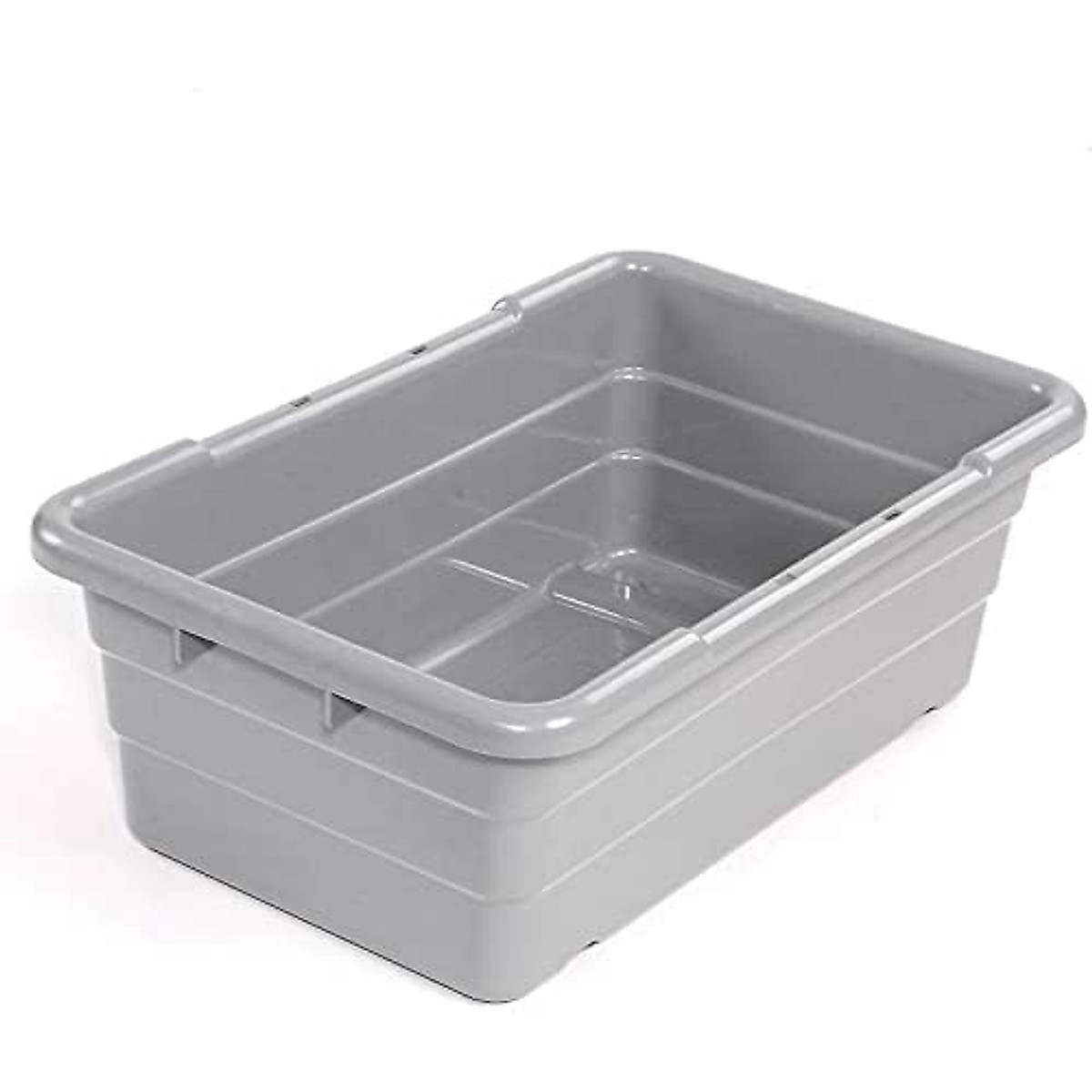 Gray Plastic Bus Tub (Pack of 6) Commercial Tote Box Cross Stack Nest Utility Tote Tub/Bud Box W/O Lid, 25” L x 16” W x 9” H - for Food Service, Airport, Cafeteria, Seafood, Vegetables, Transporting