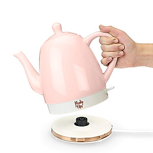 Pinky Up Noelle 1.5 L Ceramic Gooseneck Spout Electric Tea Kettle with Temperature Control - Cordless Design for Boiling Water Pot, Pink, Rose Gold